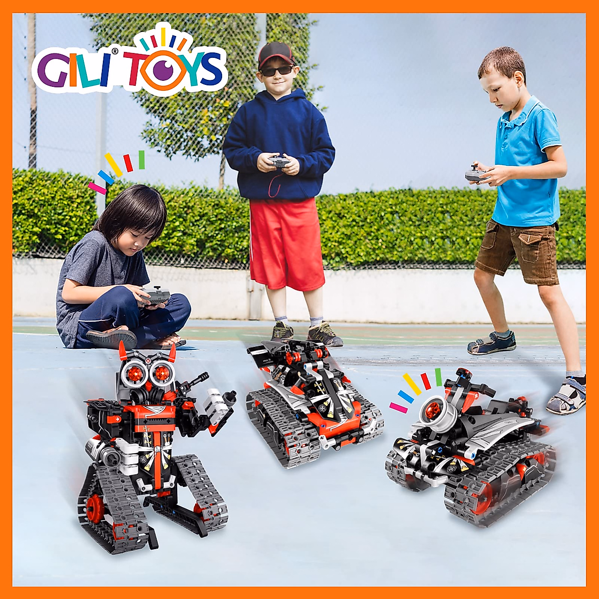 GILI Robot Building Remote Control Gift STEM Building Kit for Boys 8-12 - 3 in 1 Educational Toys for 6 7 8 9 10 11 12 + Year Old Boys Birthday Gifts for Kids - Tracked Racer Car Tank robotics
