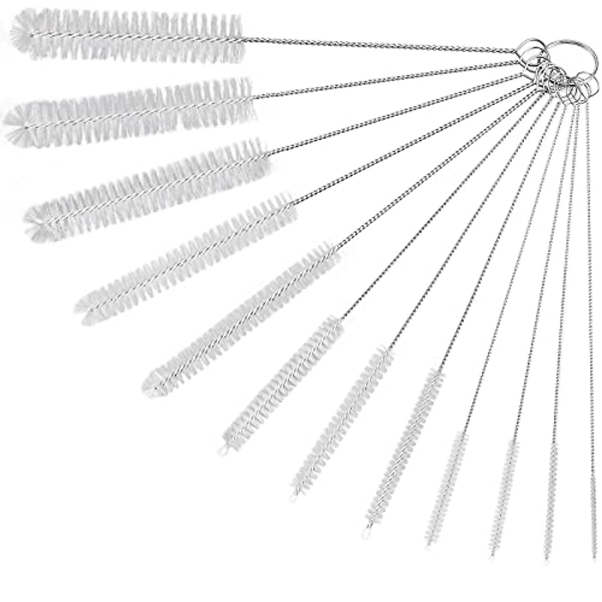 Ixiaoyoo Straw Cleaner Brushes Sets, 12 Pieces 8.2 Inch Botthle Cleaning Brush and Nylon Tube Brush Brush Kit for Sippy Cup, Tumbler, Water Bottle, Drinking Straw (White)