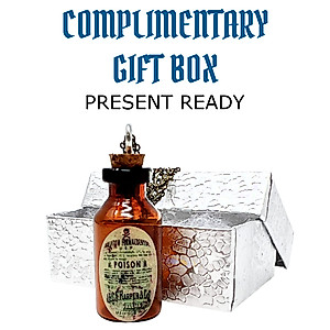 UMBRELLALABORATORY Goth necklace jewelry for women Steampunk Gothic Lolita costume accessories apothecary potion glass tiny jar bottle with handmade Halloween apothecary sticker