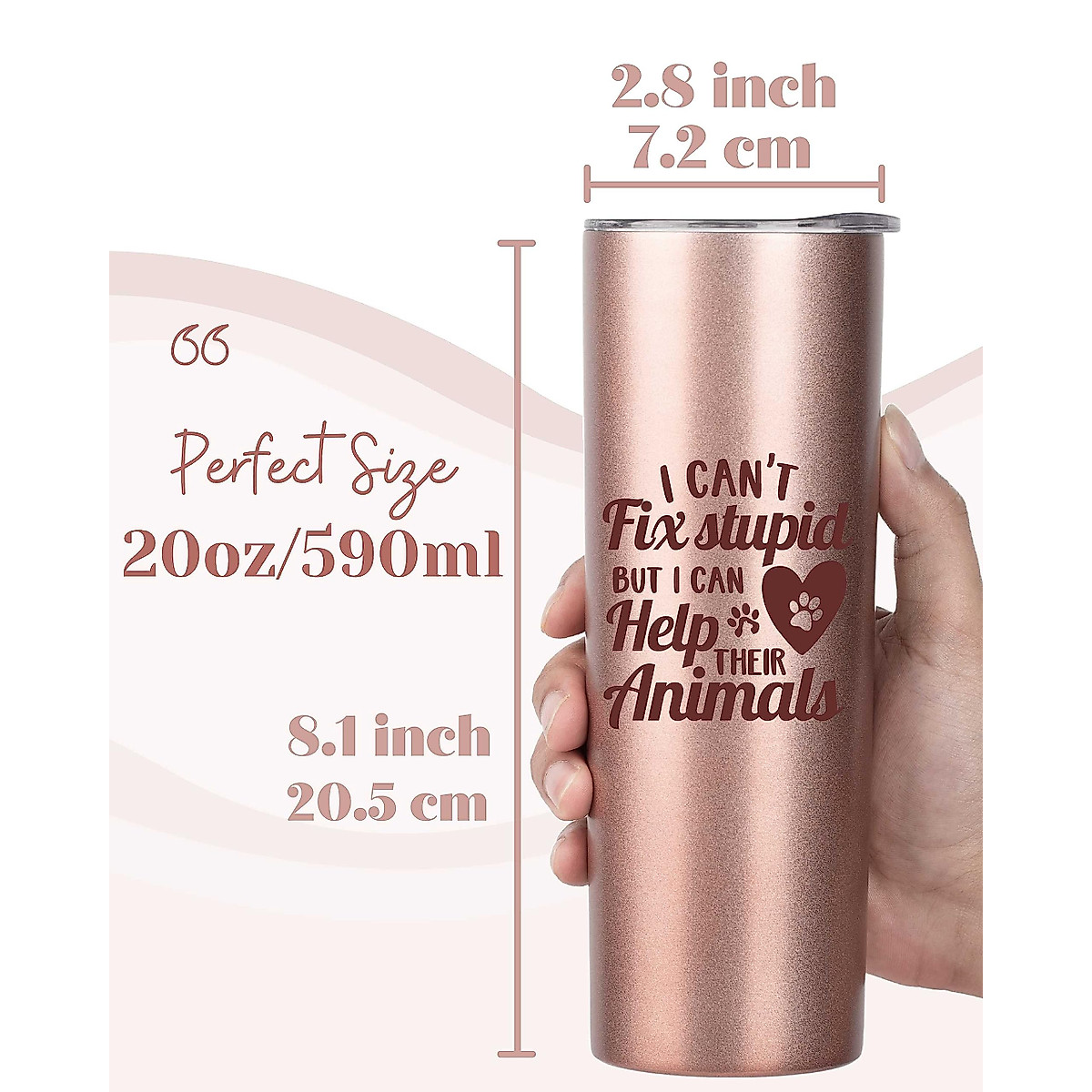 Onebttl Vet Tech Gifts for Wowen, Gifts for Veterinary Technologists on Vet Tech Week, Birthday and Christmas, 20oz Insulated Stainless Steel Tumbler - Help Their Animals