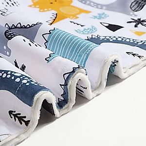 Donsonny Baby Blanket for Boys Girls Soft Minky with Double Layer Dotted Backing, Color Dinosaurs Printed 30 x 40 Inch Receiving Blanket