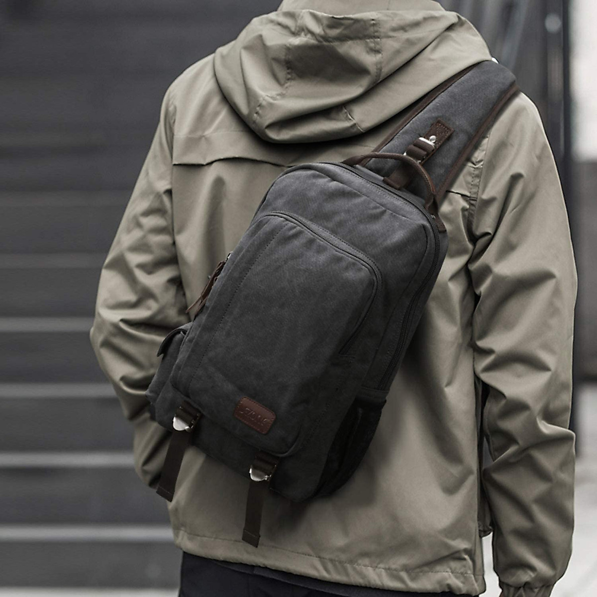 S-ZONE Mens Sling Bag Chest School Shoulder Backpack Satchel Outdoor Crossbody Pack