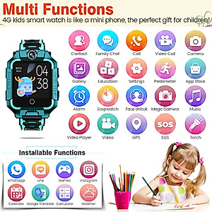 cjc Smart Watch for Kids with GPS Tracker, Phone Watch with Video Chat 3 Way Call,Camera Watch,1.4" Touchscreen Girls Boys Phone Watch 3-15 Years Child w SIM Card (Green)