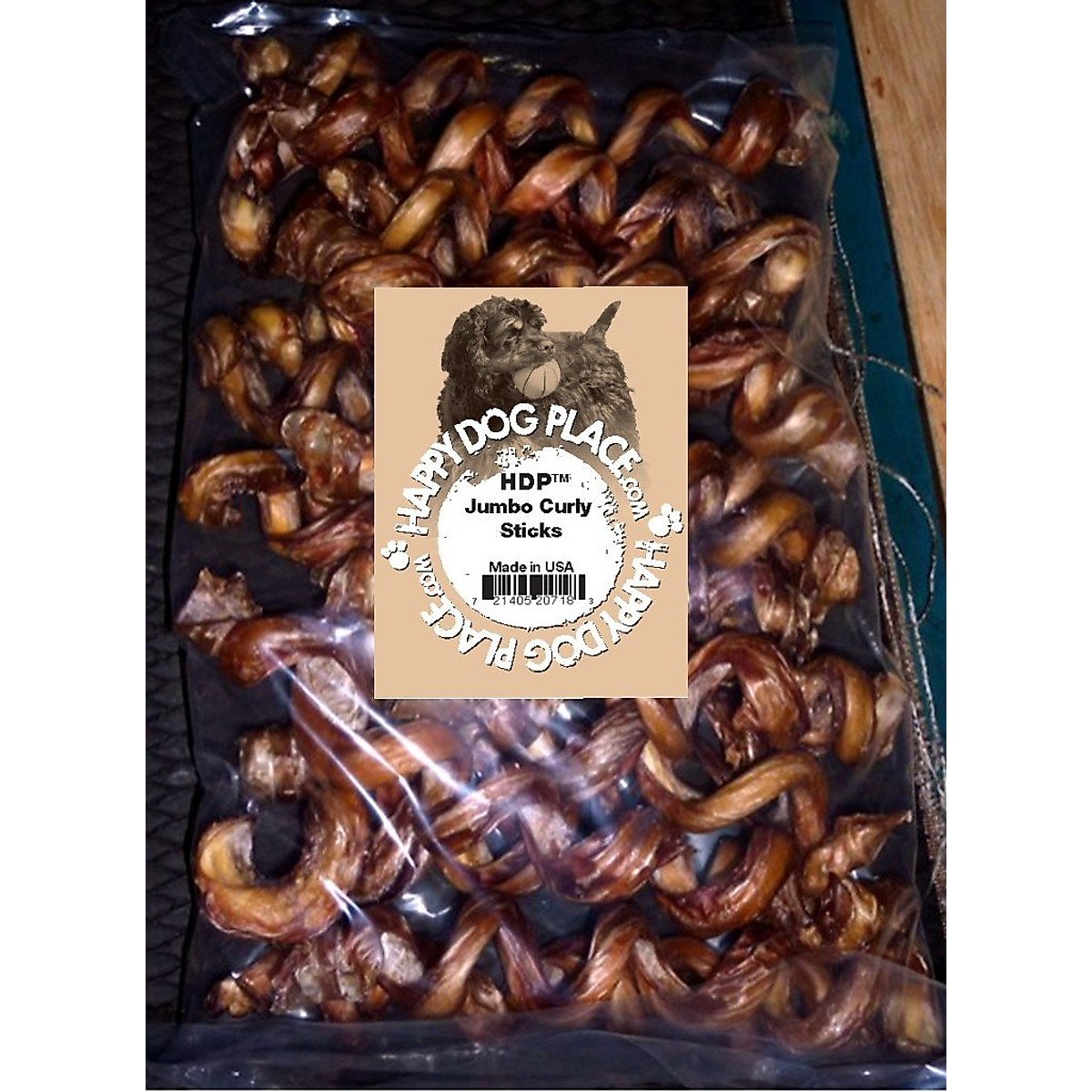 HDP Dental Jumbo Curly Bully Sticks Light 7"-9" USA Odor Free Size:Pack of 25
