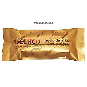 Toothpicks Pocket Set, Dental Floss Picks Kit Reusable, Stainless Steel Teeth Cleaning Tools, Flossers for Adults, Tooth Picker Oral Hygiene Travel (2 Set)