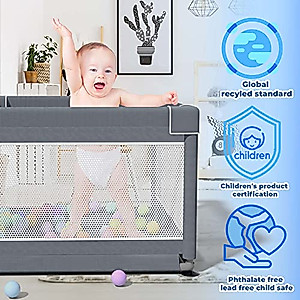 Small Baby Playpen 36" X 36", LUTIKIANG Play Pen for Babies and Toddlers with Gate, Safety Sturdy Baby Fence Play Area, Play Yards for Apartment, Portable Light Weight Play Pin with Anti-Slip Suckers