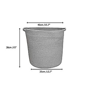 Grey-Clothes Basket with Handles, Laundry Basket, Hampers for Laundry, Grey Rope Basket Grey, Woven Blanket Basket, Toy Baskets, Floor Basket, Towel Basket, Environmental Protection Material