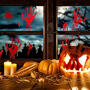 Halloween Party Decorations Zombie Vampire Halloween Party Decor Bloody Hand Footprints Window Wall Decals Zombie Vampire Party Supplies Decorations for Kids Party Floor Sticker Clings