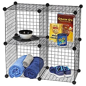 Only Garment Racks 4 Cube Mini Grid Unit with Back- Black