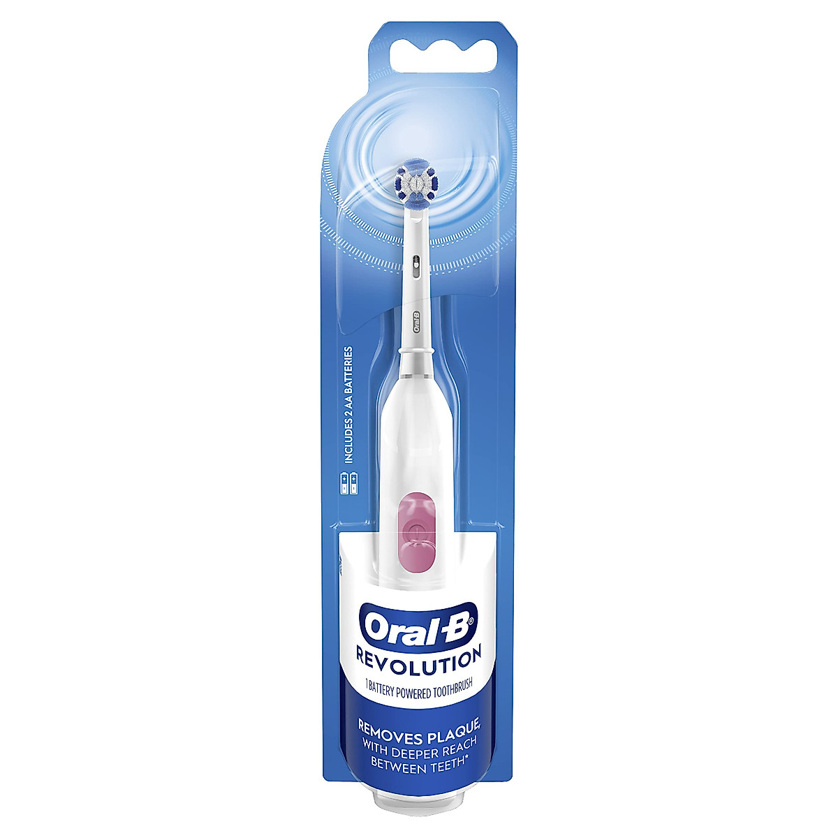 Oral-B Revolution Battery Toothbrush with (1) Brush Head, White, Batteries Included