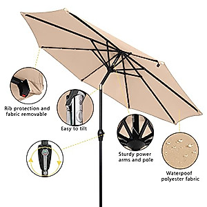 WJZYJ patio umbrella with solar lights Outside Shade patio table umbrellas Windproof patio unbrella's with lights bistro backyard deck balcony patio umbrella solar for patio, lawn & garden