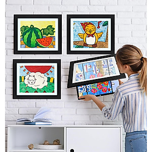 Eeyaniy Kids Artwork Frames Changeable 2-Pack, Front Opening Holds 150 Pcs, kids Art Frames With Mat, Picture Frame 8.5×11in for Display Kids Art Work,Drawing,Photos,Crafts,Hanging Art,Portfolio