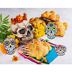 FaCraft Day of Dead Sugar Skulls Decorations,20pcs Dia de Los Muertos Skulls Sign Mexican Fiesta Skeleton Hanging Sign for Halloween Party Decorations Supplies