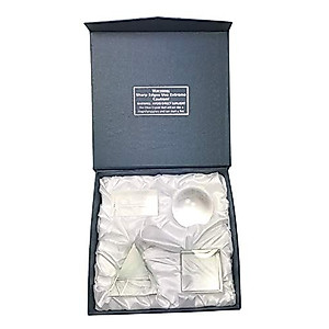 Amlong Crystal K9 Optical Crystal Photography Prism Set of 4 Pieces, 50mm Crystal Ball, 50mm Cube, 60mm Prism, 60mm Pyramid