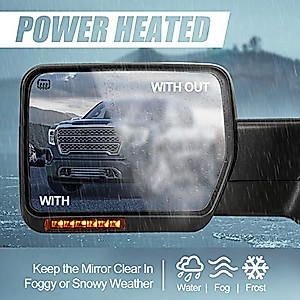 Left Driver Side Chrome Power Heated Glass w/Amber LED Turn Signal Light Towing Mirror Compatible with Ford F150 04-14