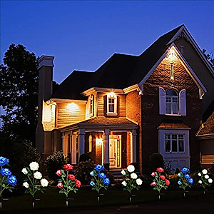 HELESIN Solar Rose Flower Lights, 10 Roses Solar Flowers Lights Outdoor Garden Waterproof 2 Pack, Solar Decorative Lights for Patio Pathway Courtyard Garden Lawn, Red