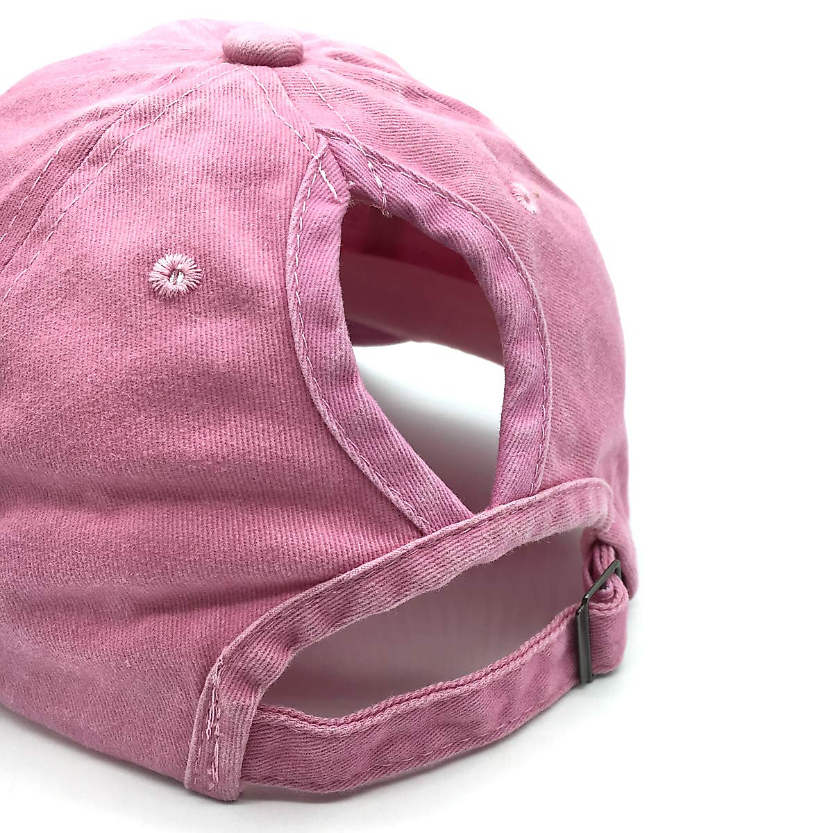 Waldeal Girls' Cute Ponytail Hat Distressed Adjustable Kids Plain Baseball Dad Cap Pink