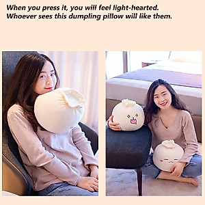 Yoholto Dumpling Plush Pillow with Cute Features, Stuffed Bun Plush, Funny Food Toy Gifts for Kids Adults(6.3 * 12.2in,Frown)