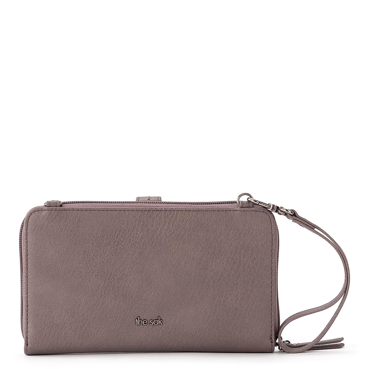 The Sak Iris Large Smartphone Crossbody Bag in Crochet and Faux Leather, Convertible Wristlet Purse Design, Gingersnap