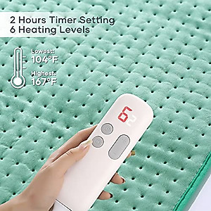 XXX-Large King Size Heating Pad for Pain Relief, 18" X 33" Fast Heating Pad with 2H Auto Shut Off, 6 Heat Settings & Machine Washable, Moist & Dry Heat Therapy for Neck Back Shoulder Relief and Cramps
