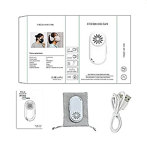 Personal Ionizer Air Purifier Wearable, Breathe Cooler Wearable Air Purifier, Wearable Clip-On Air Face Ma-sk Fan, USB Charging Bedroom Office Travel Air Purifier for Kids,Adults (White)
