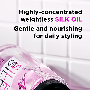 ONLY4HAIR Silk Hair Oil for Dry Damaged Hair Treatment - Anti Frizz Control Hair Care Serum - Jojoba & Argan & Almond Oils - Shine, Gloss, Split End Repair, Smoothing, Bonding, Heat Protectant For Curly Frizzy Colored Bleached and All Hair Types