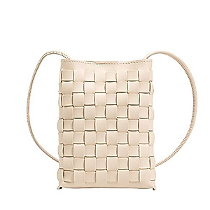ONE2MAY Woven Small Crossbody Bags Cell Phone Purse for Women Teen Girls Small Shoulder Phone Bag (Off white)