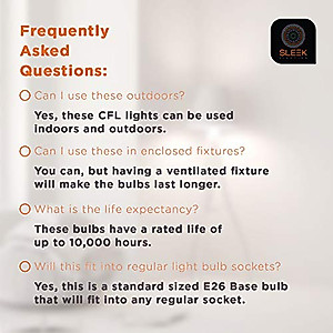 SLEEKLIGHTING E26 Standard Screw Base 13Watt CFL Light Bulb - 3 Pack, 5000 Kelvin for Pure White Daylight and 800 Lumens (65 Watt Incandescent Light Bulb Equivalent) - UL Listed