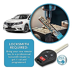 Keyless2Go Replacement for New Keyless Entry Remote Car Key for Nissan Sentra Vehicles That Use CWTWB1U816