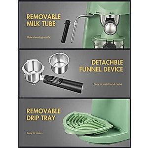 Yabano Espresso Machine, 3.5Bar Espresso Coffee Maker, Espresso and Cappuccino Machine with Milk Frother, Espresso Maker with Steamer (Green)
