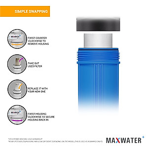 Max Water 20 inch x 4.5 inch, 1 Micron Replacement Sediment Water Filter Cartridge for Whole House, Melt Blown Filtration Fiber for Heavy Duty (Pack of 4)