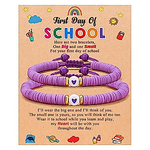 UPROMI Back to School Bracelet Mommy and Me 1st First Day of School Bracelet Mom and Daughter Matching Mother Daughter Heart Bracelets, First Day of Back to School Gifts for Girls