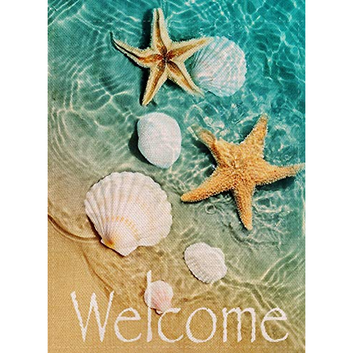 Welcome Beach Garden Flag Starfish and Seashell Double Sided Decorative Sea Small Summer Fall Yard Decor Flags for Outdoor Decoration 12 X 18 Inch