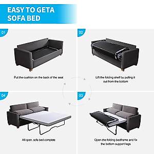 ADOWORE 2-in-1 Convertible Pull Out Sofa Bed, Full Size Sleeper Sofa Couch with Folding Mattress, Velvet Pull Out Couch Bed, Sofa Sleeper Pullout Couch Bed for Living Room Office