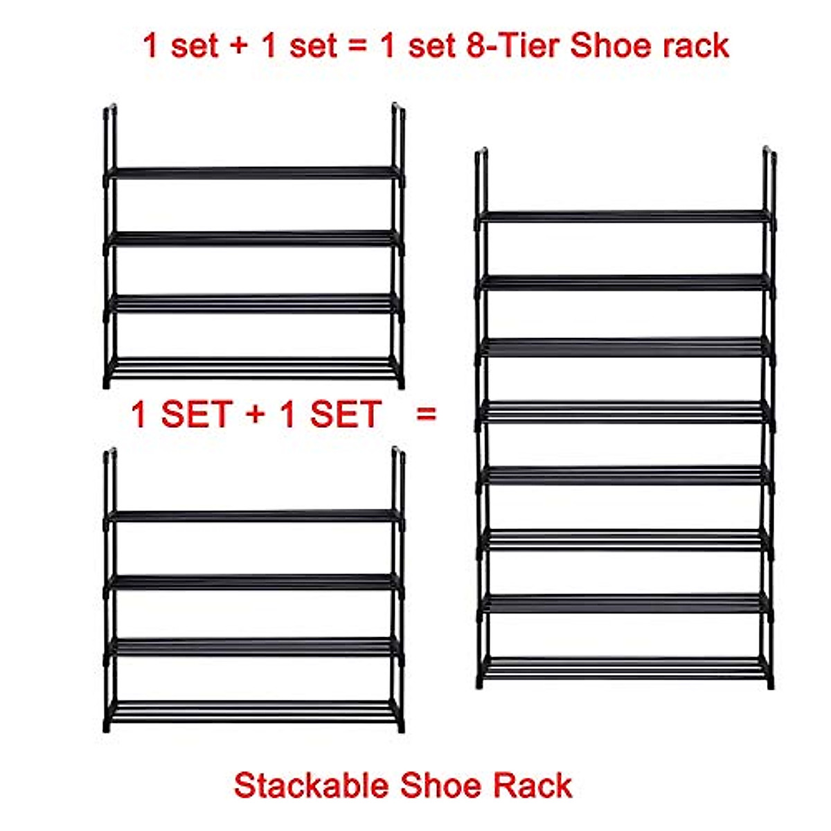 HOMEFORT 4-Tier Shoe Rack All Metal 3-Tier Shoe Rack