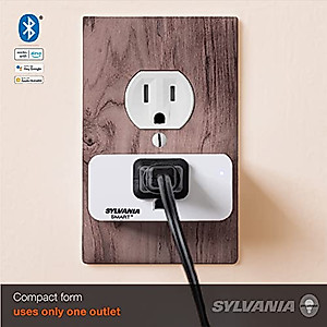 SYLVANIA SMART Bluetooth Outlet, Simple Set Up, Compatible with Alexa, Apple HomeKit, and Google Assistant, 120 Volts, 15 Amp, White, No Hub, FCC Listed - 1 Pack (75753)