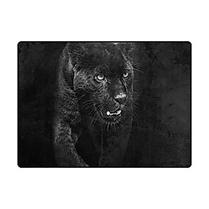 Large Area Rugs Panther in Dark Printed,Lightweight Water-Repellent Floor Carpet for Living Room Bedroom Home Deck Patio,6'8" x 4'10"