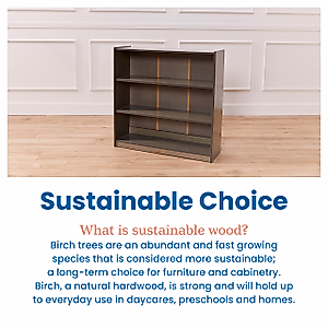 ECR4Kids Classic Bookcase, 36in, Adjustable Shelves, Grey Wash