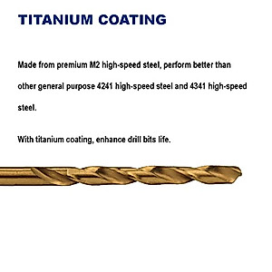 Pack of 6, 3/32-Inch Titanium Nitride Coated Drill Bit, Hex Shank, Premium M2 High Speed Steel, for Metal, Plastic, Wood