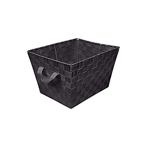 Simplify Medium Woven Strap Tote, Black, 10x12x8 Inches