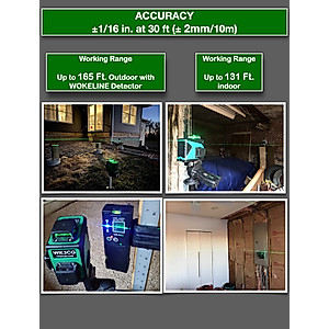 WOKELINE 3D Laser Level Self Leveling Green Beam 3x360° 12 Lines Leveling and Alignment Laser Tool for Construction and Picture Hanging,130 Ft Indoor Range High-Accuracy 1/16 in
