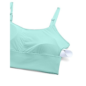 CRZ YOGA Adjustable Longline Sports Bra for Women - V Back Wireless Workout Padded Yoga Camisole Cropped Tank Tops Oasis Medium