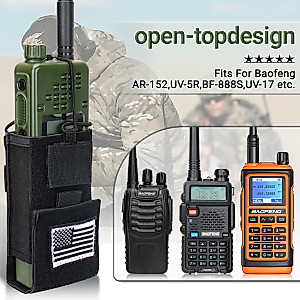 Tactical Radio Holder Radio Case Molle Radio Holster Military Heavy Duty Radios Pouch Bag for Baofeng UV-5R BF-F8HP AR-152 Two Ways Walkie Talkies Adjustable Storage