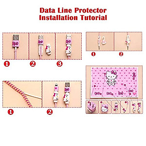 ZOSTLAND Stitch Set DIY Protectors Phone Ring Data Cable 5W/18W/20W USB Charger Line Earphone Wire Saver Protector Compatible with iPhone 5 6 7 8 Plus X 11 12 13 14 Max iWatch (Upgrade Styles, Stitch)