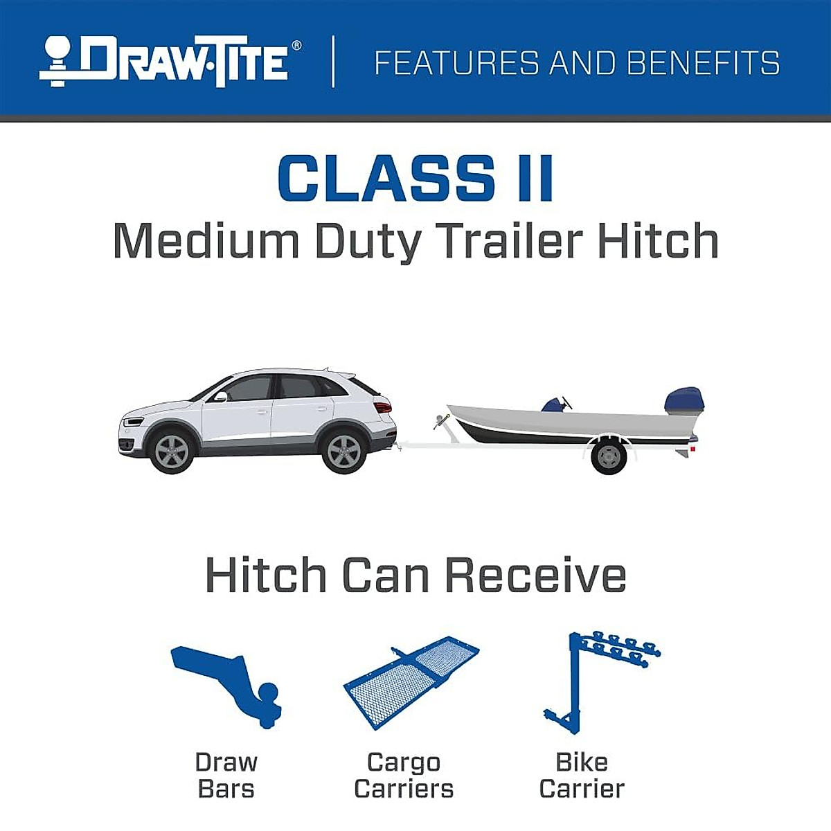 Draw-Tite 36311 Class II Frame Hitch with 1-1/4" Square Receiver Tube Opening , Black