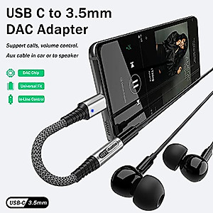 USB C Headphone Adapter for Samsung S21 S22 S23 Ultra, USB C to 3.5mm Audio Adapter Hi-Res DAC Dongle USB Type C to Aux Headphone Jack for Samsung Galaxy A53 S20 FE Google Pixel 7 6a OnePlus 10 Pro
