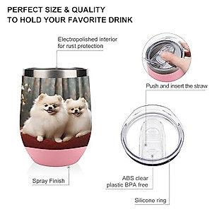 WYUSPGK 304 Stainless Steel Insulated Cup, Short-haired Pomeranian Dog Print Smooth Rim, Durable & Reusable - Perfect for Office, Home, And Travel