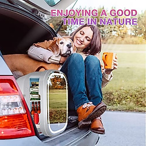 Cegsin Mini Fridge, 5 Liter/8 Cans Small Skincare Fridge with LED Mirror Door, AC/DC Portable Mini Refrigerator for Cosmetic & Makeup, Plug In Cooler and Warmer for Bedroom, Dorm, Office, Car(White)