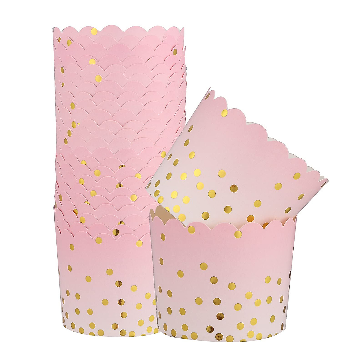 50 Pcs Paper Baking Cups 4.7 oz Cupcake Liners Oven-safe Muffin Cupcake Cups Liners Non-stick Baking Ramekin Holders Little Pudding Cups, Cupcake Tip Pan Holders for Wedding Birthday Party