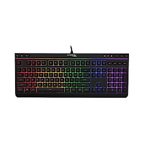 HyperX Alloy Core RGB – Membrane Gaming Keyboard, Comfortable Quiet Silent Keys with RGB LED Lighting Effects, Spill Resistant, Dedicated Media Keys, Compatible with Windows 10/8.1/8/7 – Black
